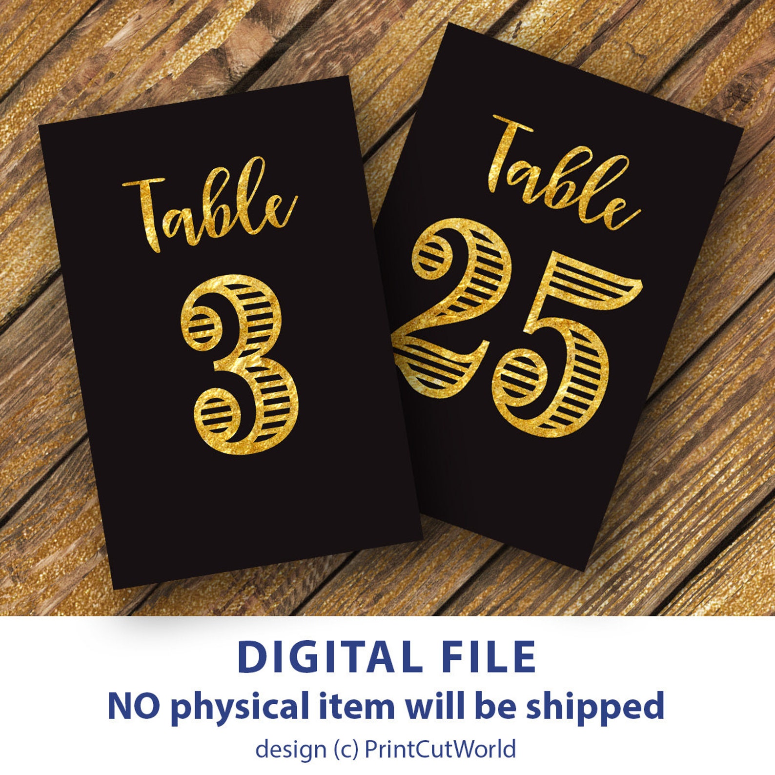 31-60 Printable Table Numbers 4x6 Gold and Black Table Number - Etsy