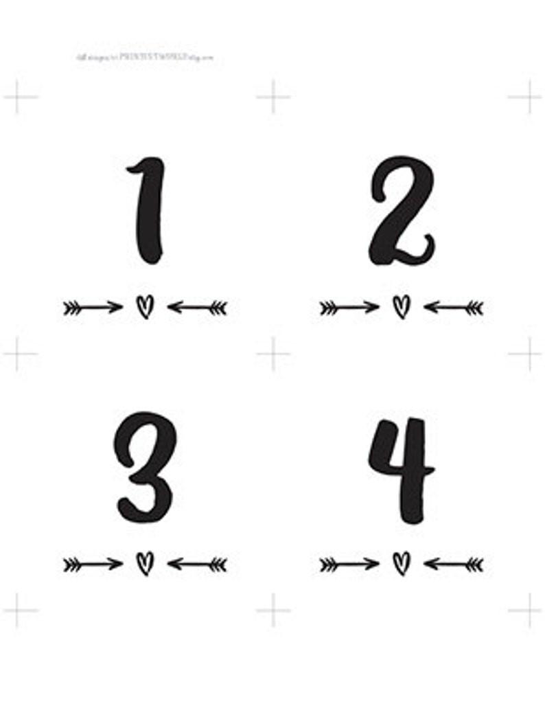31-60 Kraft Table Numbers Printable 4x4 Heart and Arrow Small - Etsy