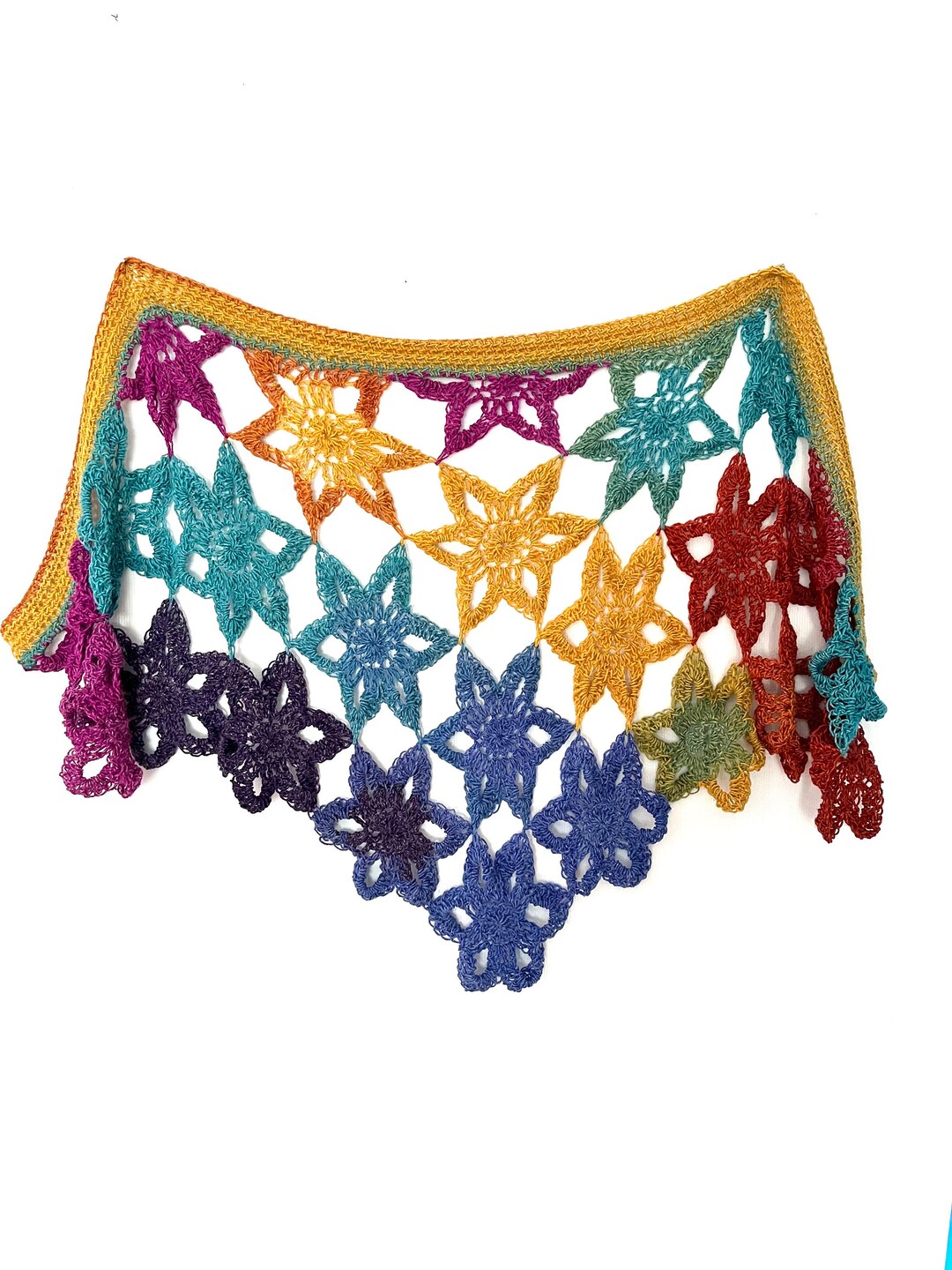 Rainbow Shawl, Flower Wool Shawl , Hippy Wedding Clothes Crochet Lace ...