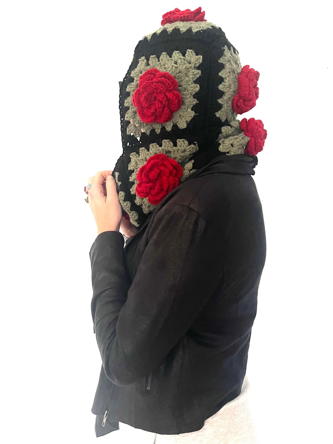 Crochet Balaclava , Rose Granny Square Balaclava , Designer Snood ...