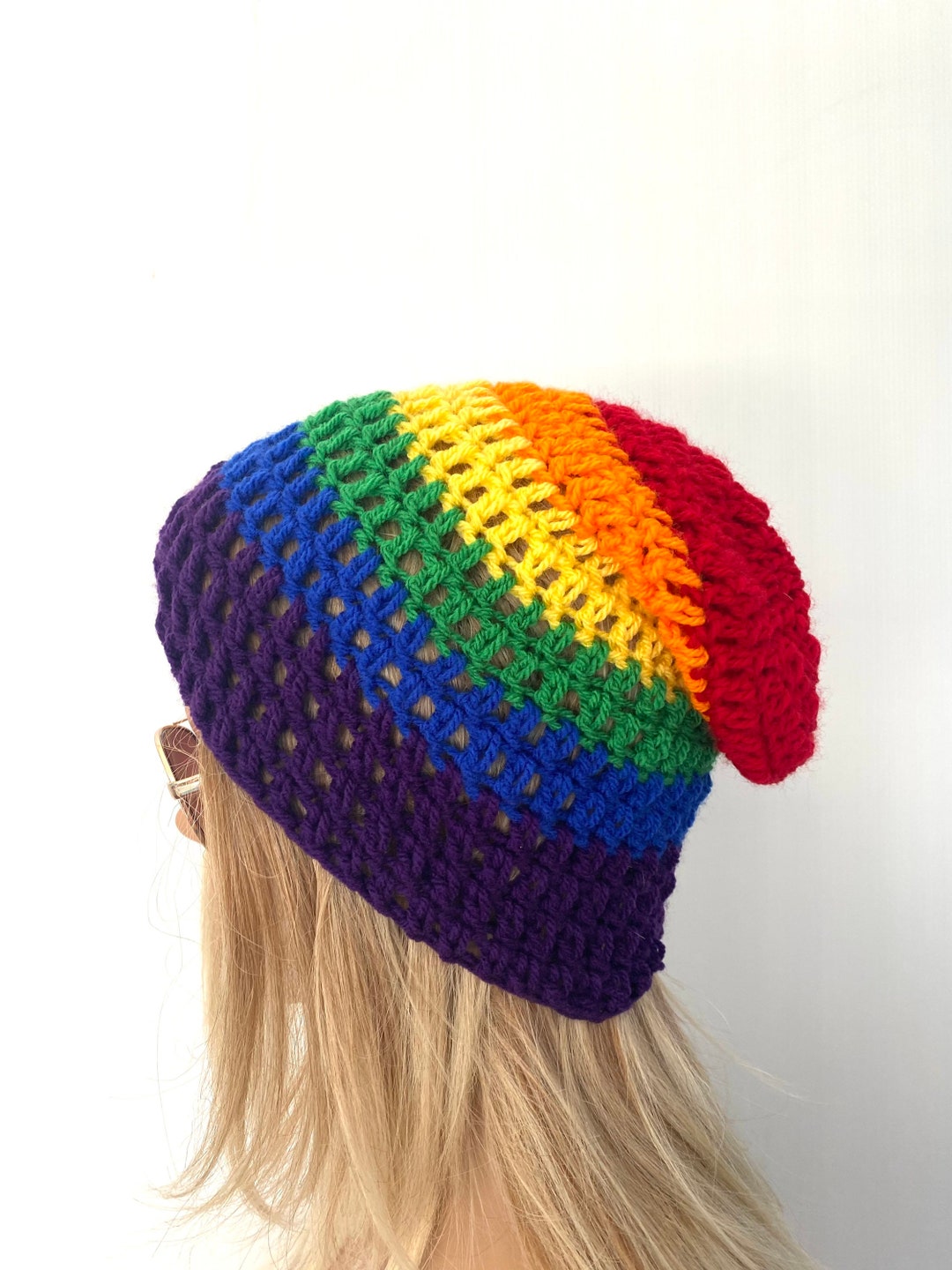 Gay Pride Slouch Beanie Hat Flag Hat Crochet, Hats Lgbt Lgbtq+ Teens ...