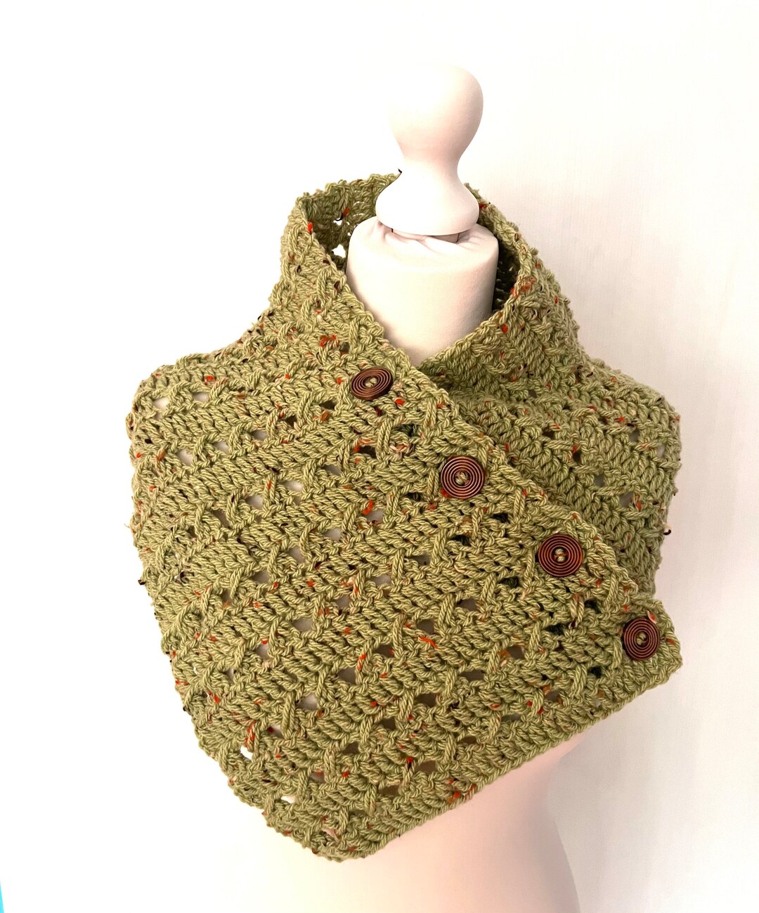 Green Crochet Cowl ,irish Cowl Neck Warmer Cable , Collar Infinity ...