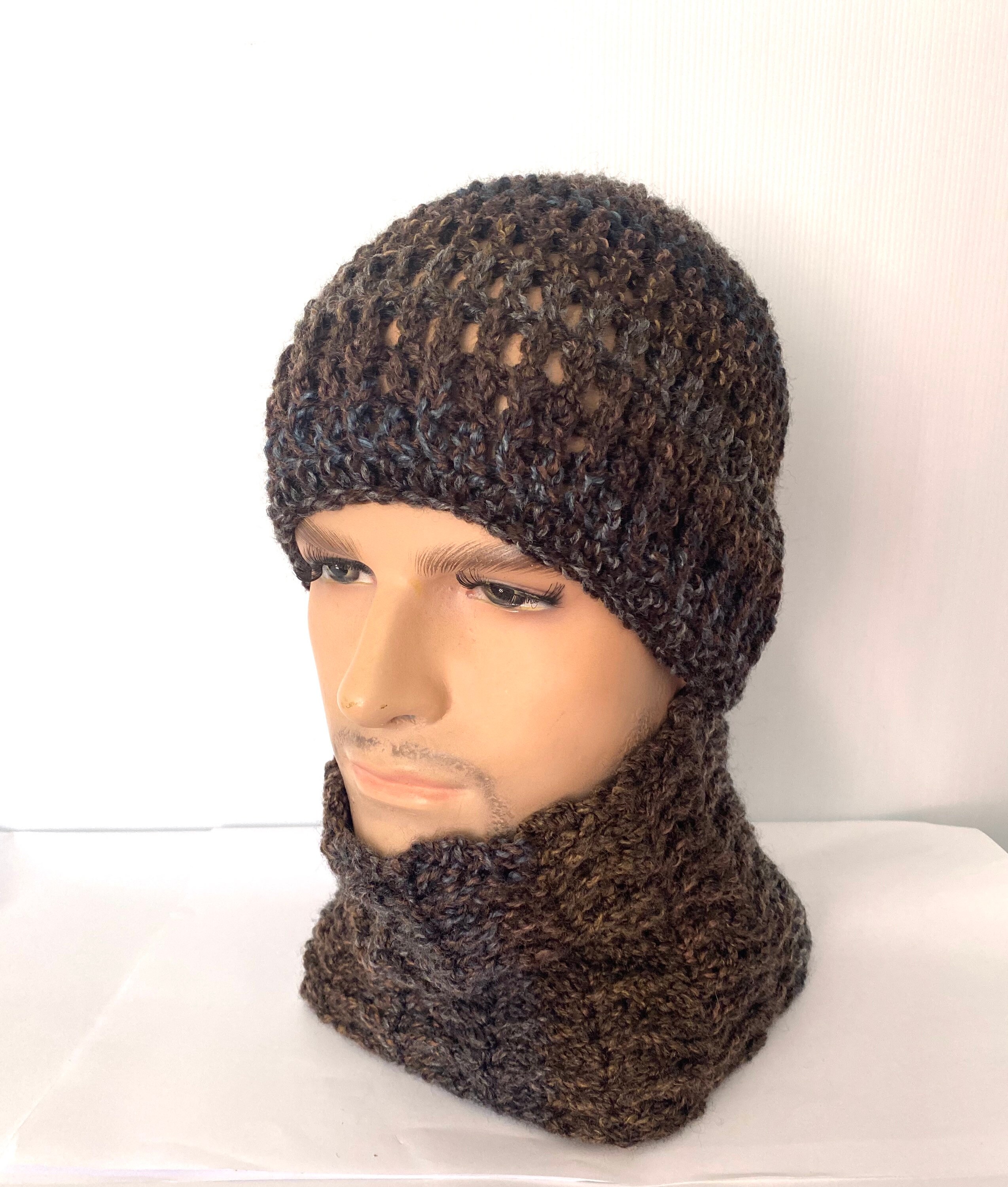Man Hat and Scarf Set Designer mans mens unisex hand crochet | Etsy