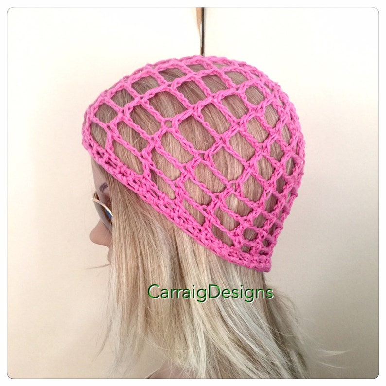 Pink Cotton Summer Hat Mesh Spider Web Beanie Unique Designer Womens ...