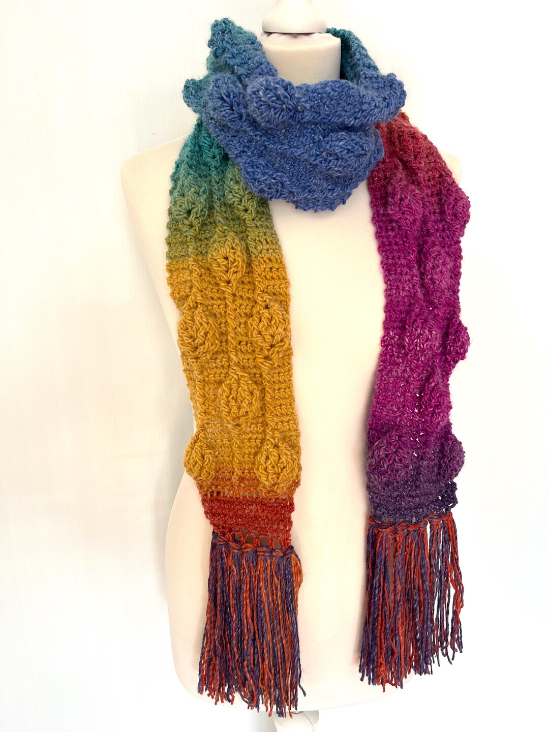 Flower Leaf Scarf Crochet for Women Designer Unique Handmade Knitted ...