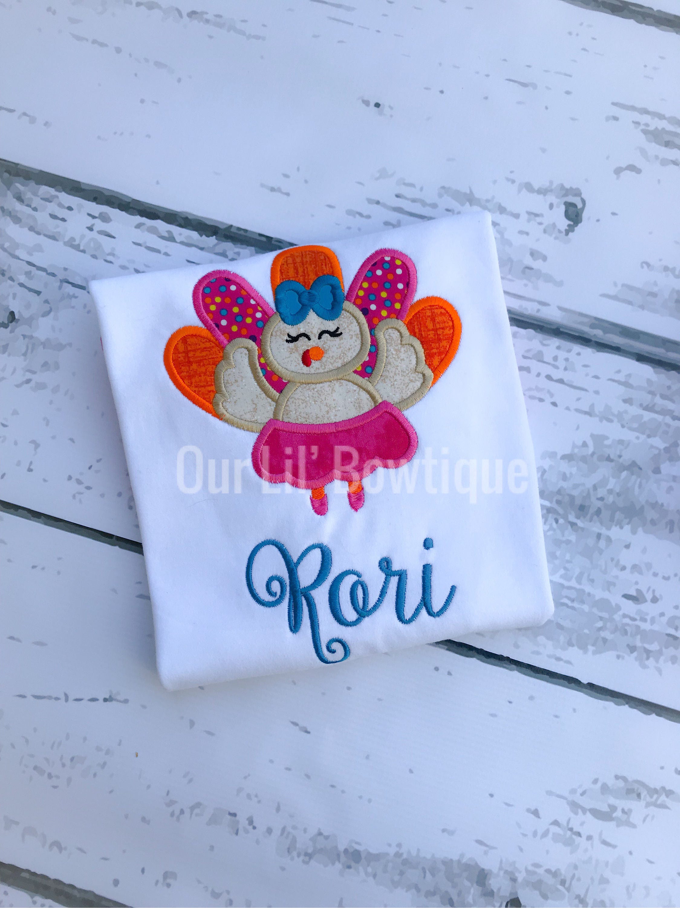 Girls Thanksgiving Shirt: Ballerina Turkey Applique - Etsy
