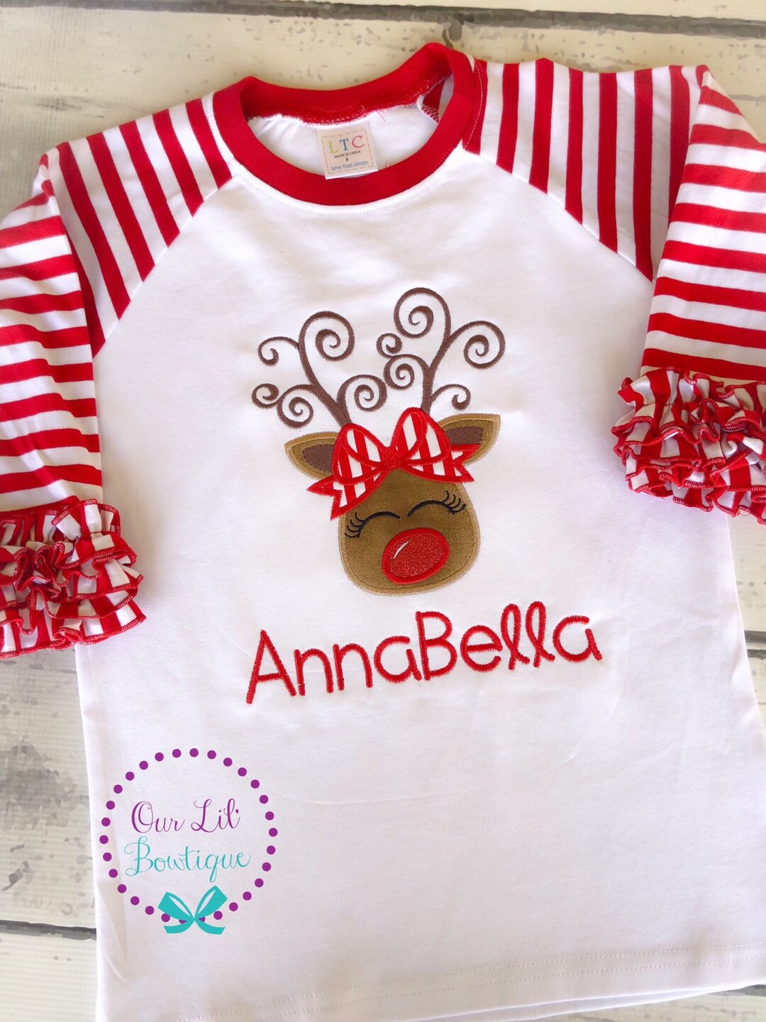 Personalized Reindeer Applique Christmas Shirt - Etsy