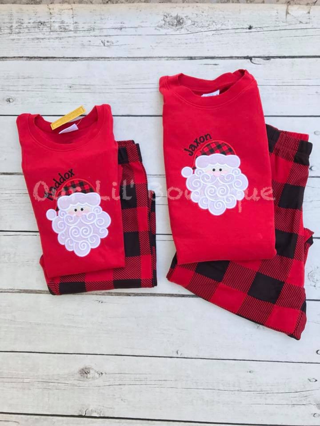Santa Pajamas - Christmas Pajamas - Santa PJS- Girls Christmas Pajamas ...