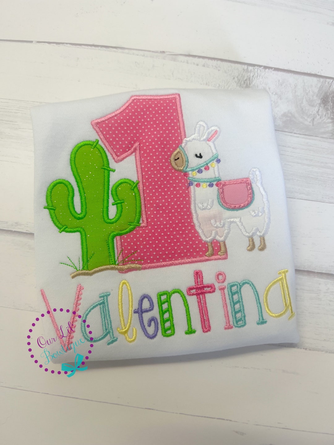Llama Cactus Applique Birthday Shirt - Personalized - Etsy