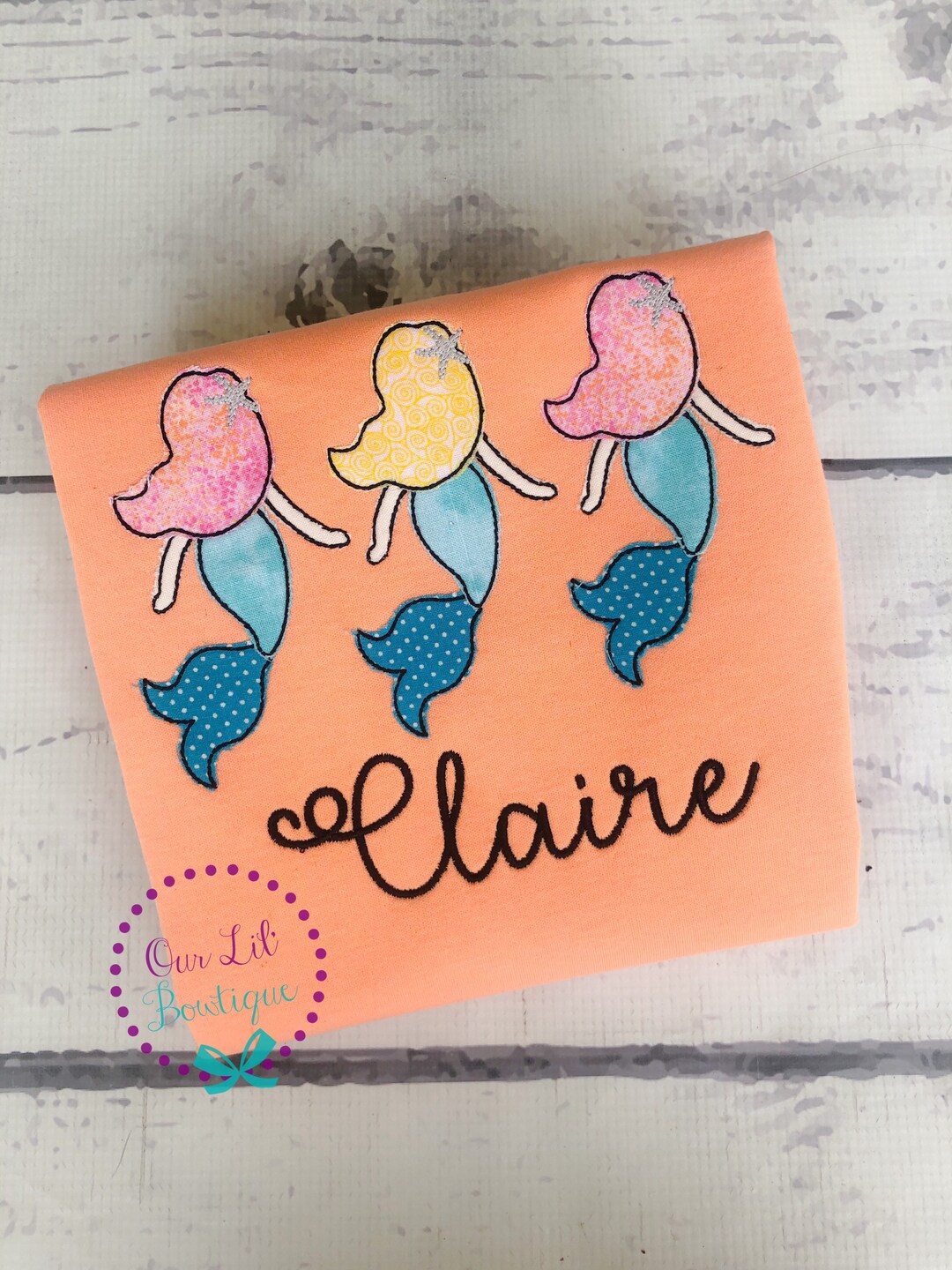 Embroidered Mermaid Trio Shirt: Personalized Birthday Outfit - Etsy