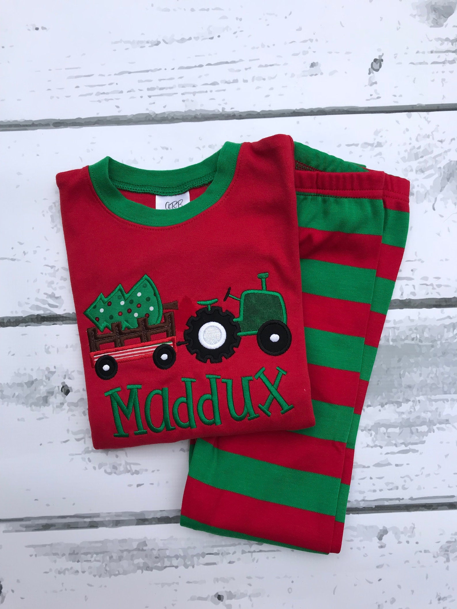 PRE-ORDER - Christmas Tractor- Boy's Christmas Pjs- Christmas Tree ...