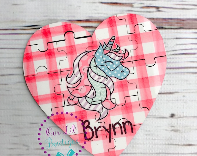 Watercolor Name Personalized Heart Puzzle, Custom Puzzles, Gifts for ...