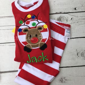 Reindeer Christmas Pajamas - Christmas Pjs- Pajamas- Personalized ...