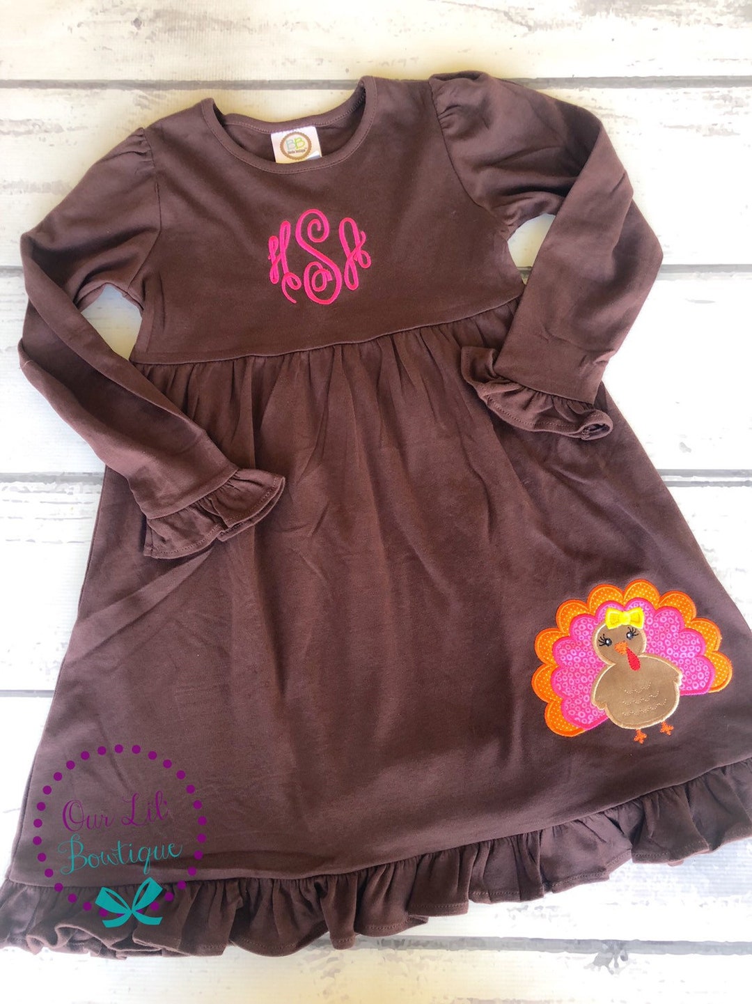 Girls Thanksgiving Turkey Applique Dress - Etsy