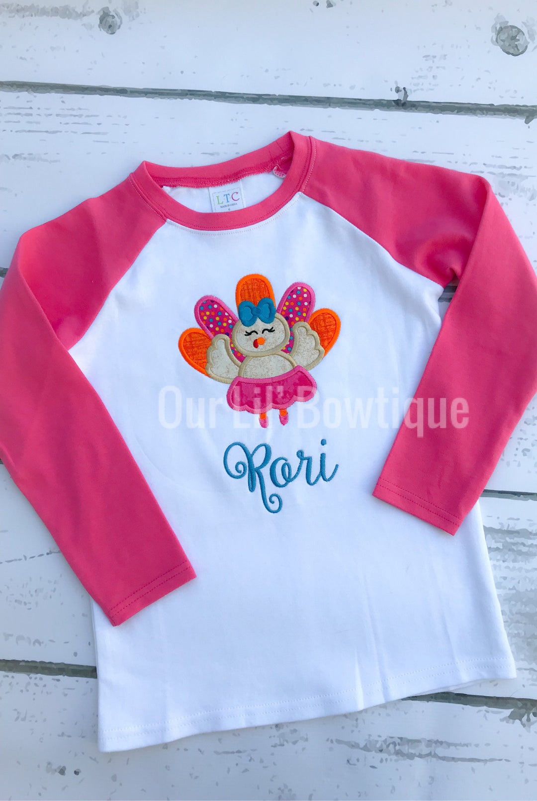 Girls Thanksgiving Shirt: Ballerina Turkey Applique - Etsy