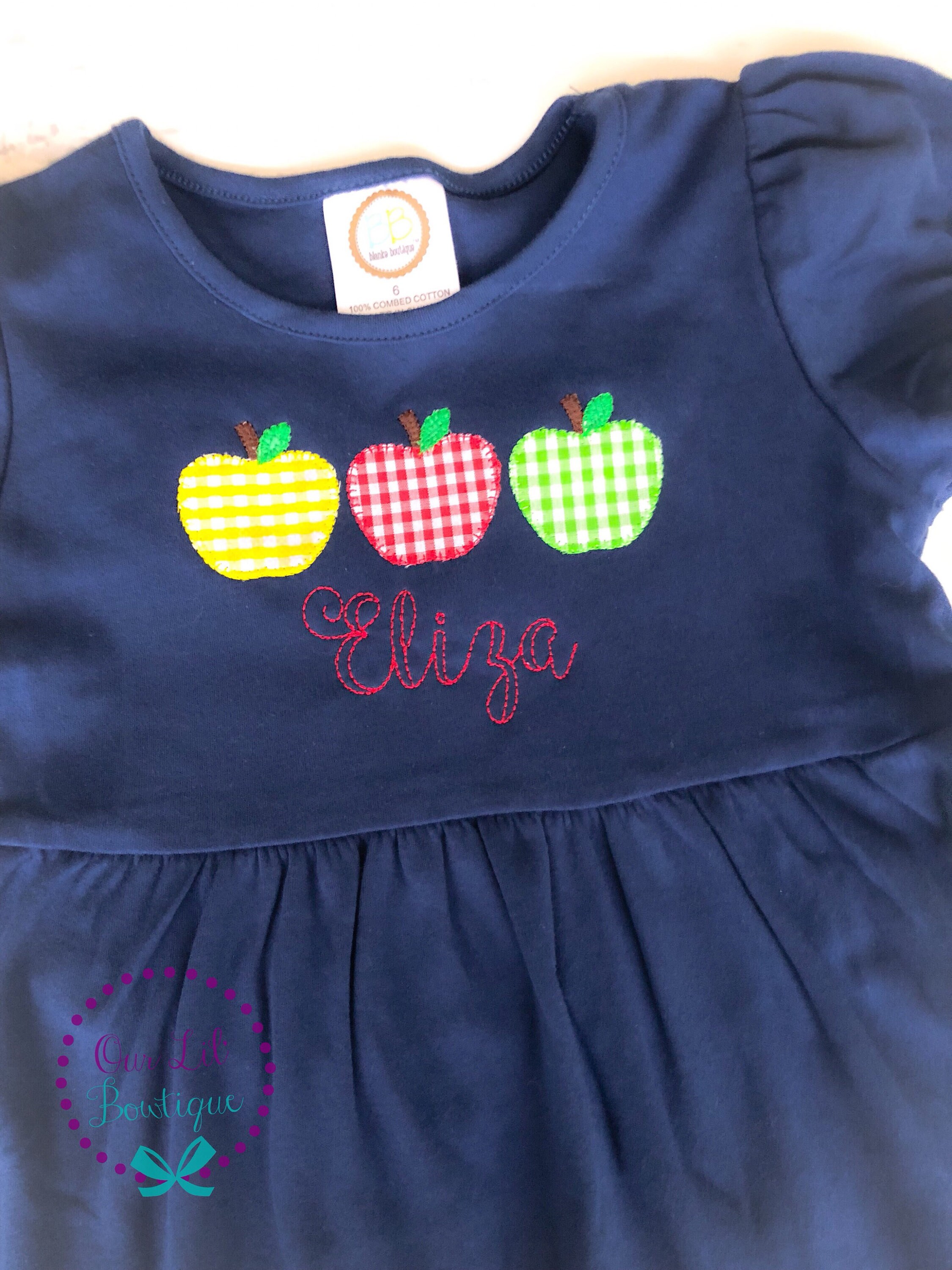 Apple School Dress - School Dress - Girls Apple Dress - Kindergarten ...