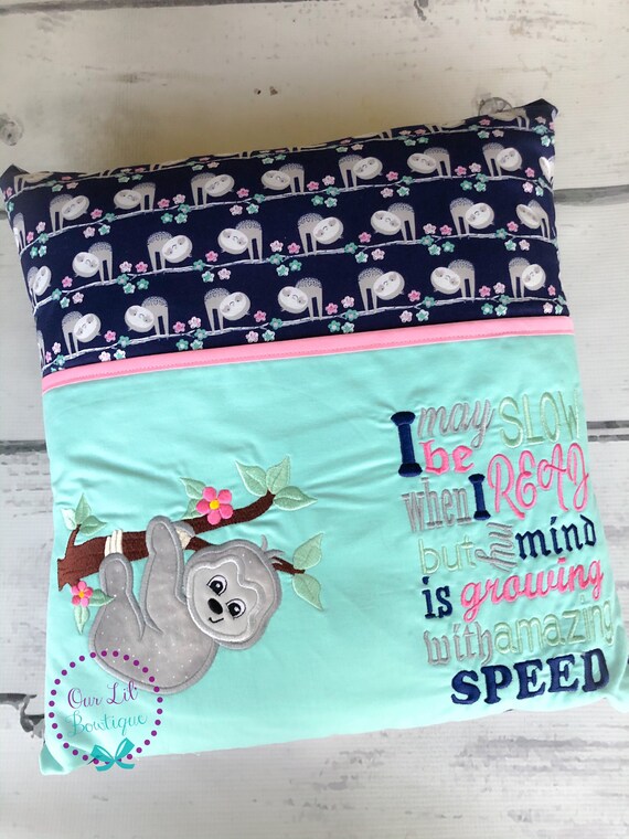 Sloth Reading Pillow Kids Reading Pillow Pocket Pillow - Etsy