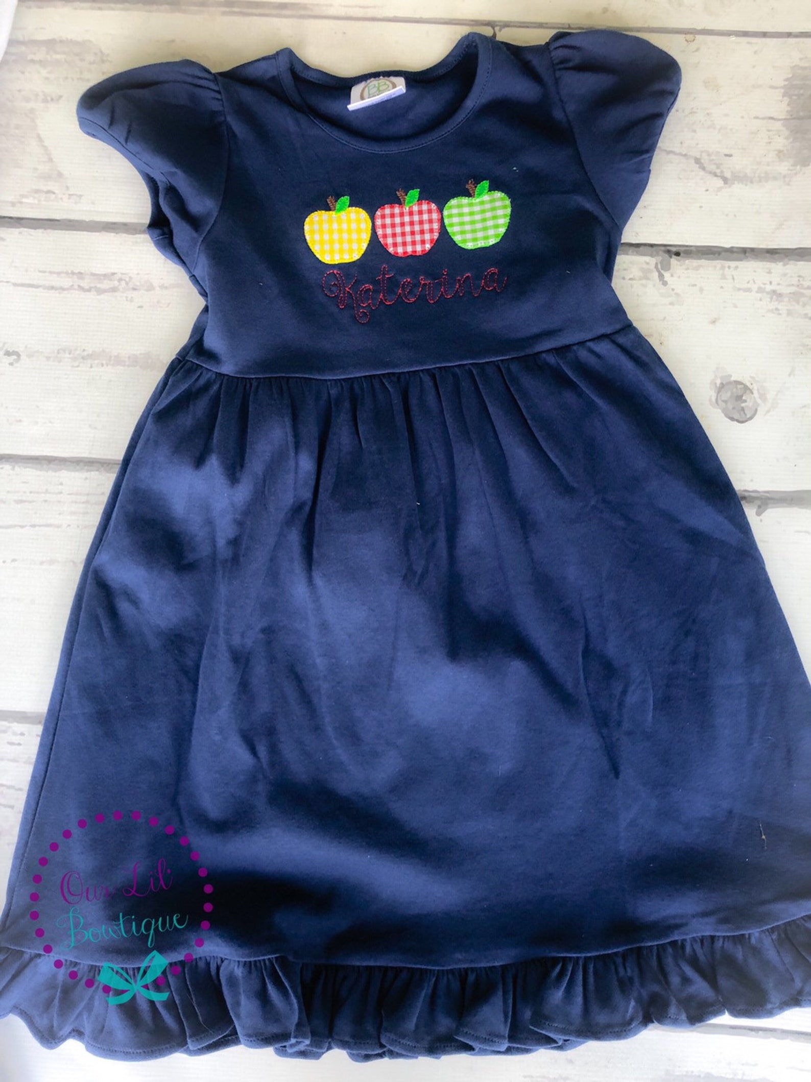 Apple School Dress - School Dress - Girls Apple Dress - Kindergarten ...