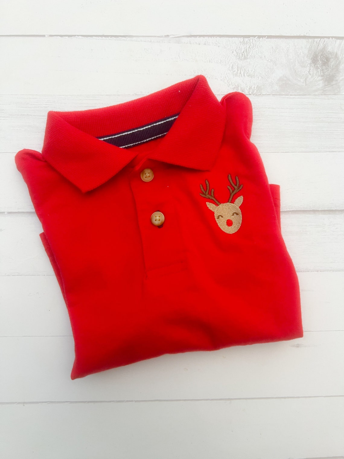 Embroidered Reindeer Christmas Polo - Personalized Boys Shirt - Etsy