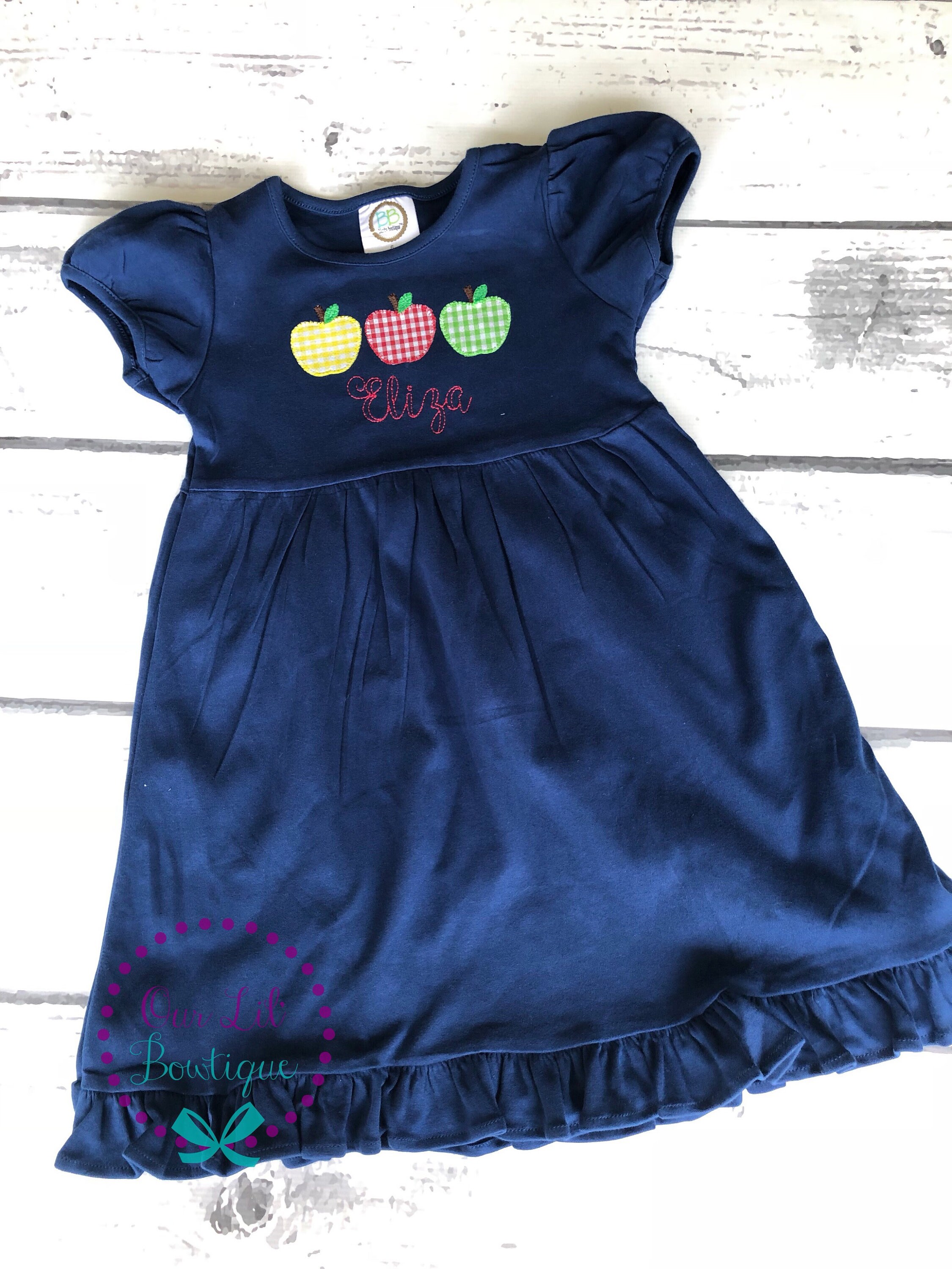 Apple School Dress - School Dress - Girls Apple Dress - Kindergarten ...