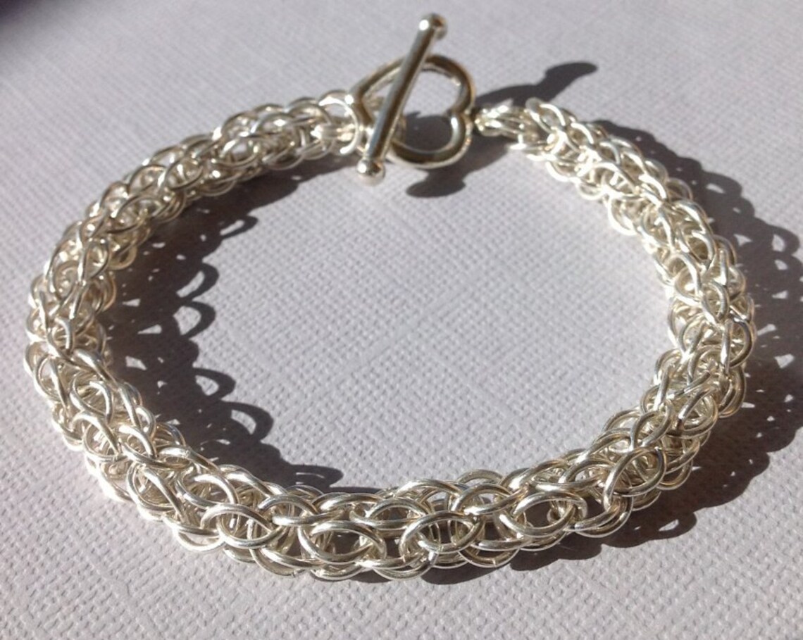 Lacy Silver Chain Link Bracelet, Sterling Silver Chainmaille Jewelry ...
