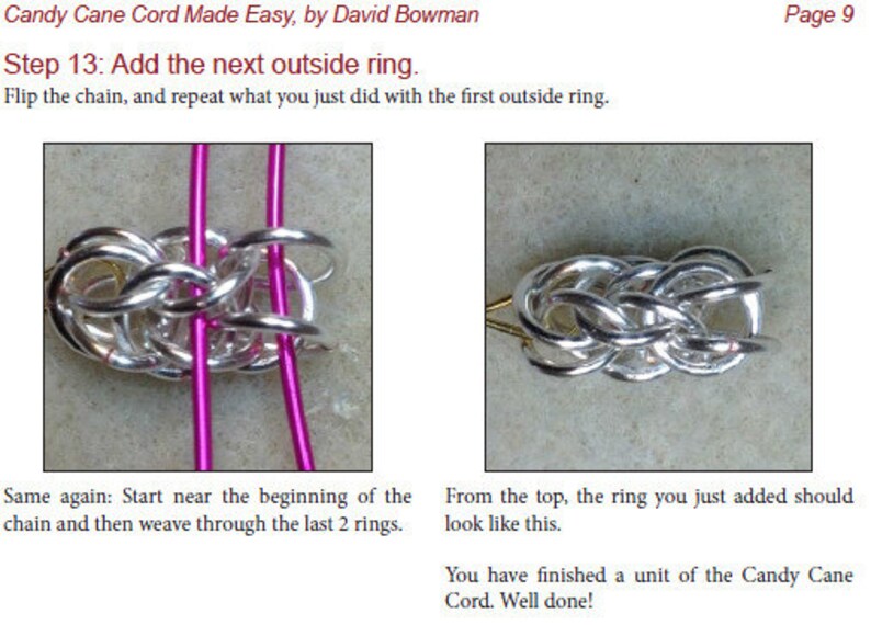 Easy Chainmaille Instructions for Candy Cane Cord Weave, Chainmaille ...