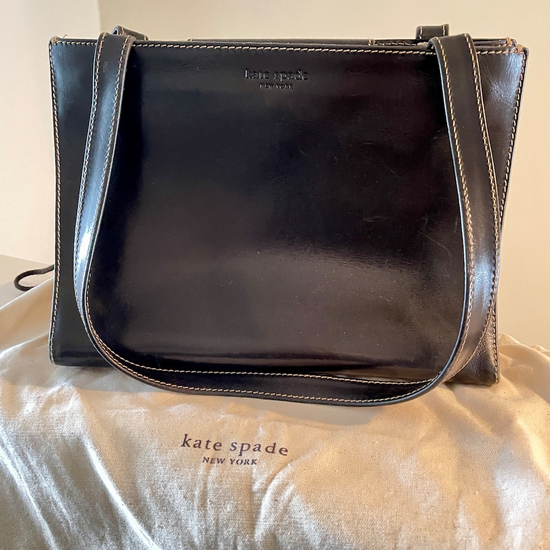 1993 Premiere Collection Kate Spade New York Black Leather Tote With ...