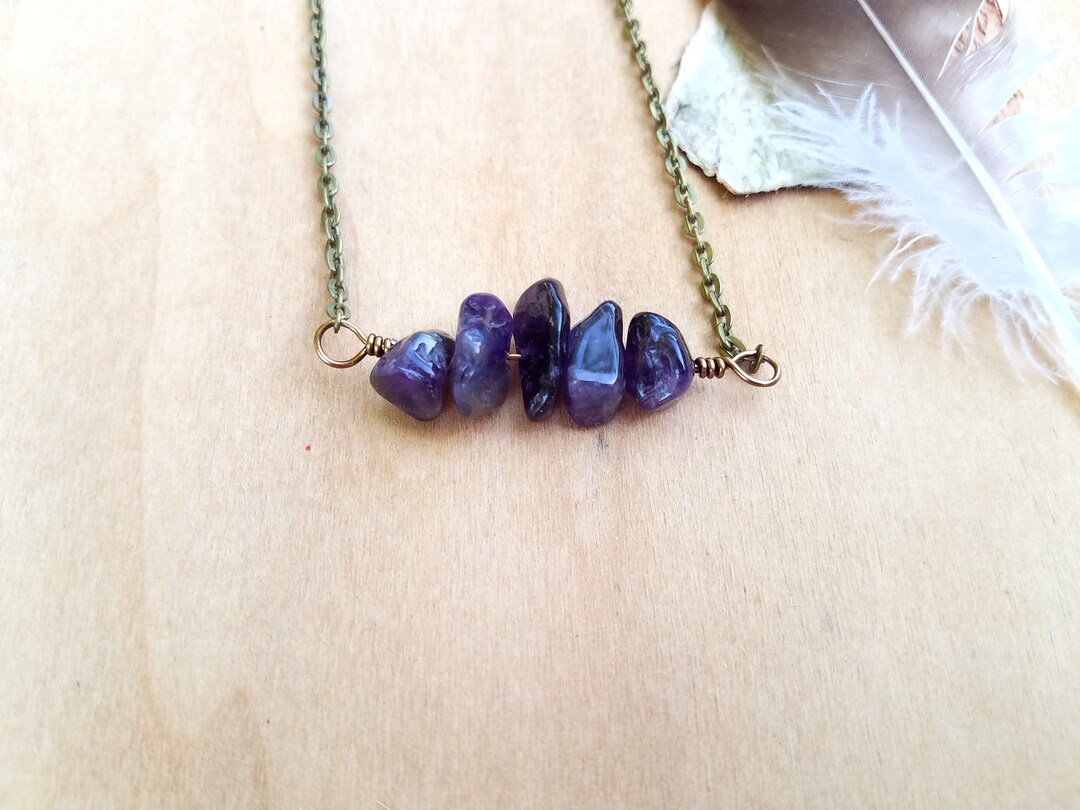 Gemstone Bar Necklace - Amethyst Gemstone Bar Necklace - Bar Necklace ...