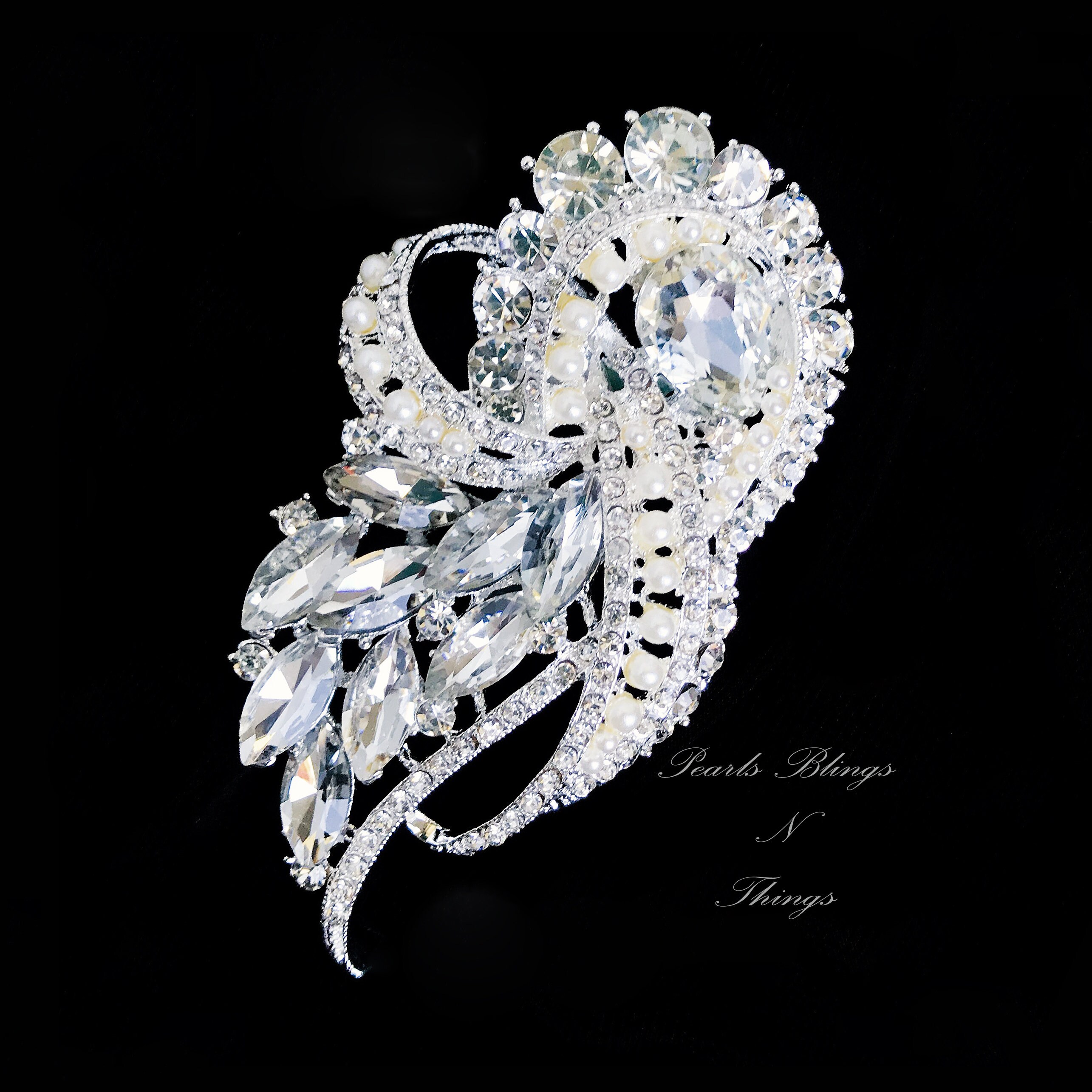 SALE Beautiful Ex-Large Crystal Rhinestone Brooch Brooches | Etsy