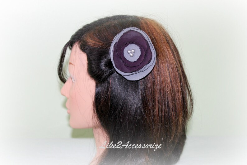 Grey Plum Flower Clip Wedding Accessories Fabric Hair Flower - Etsy