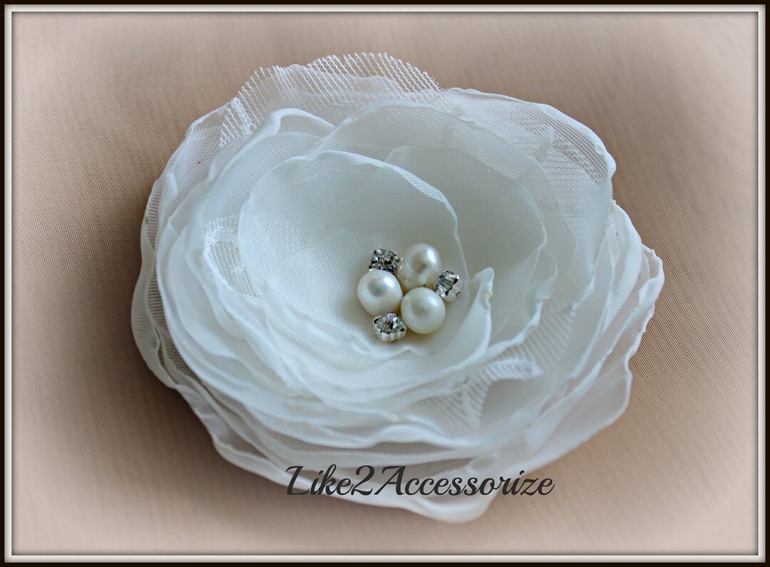 White Ivory Flower Hair Clip Bridal Hair Flower Wedding Hair ...