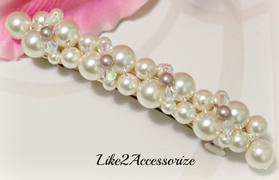 Pearl Bridal Barrette, Wedding Ivory Barrette, Pearl Hair Accessory ...