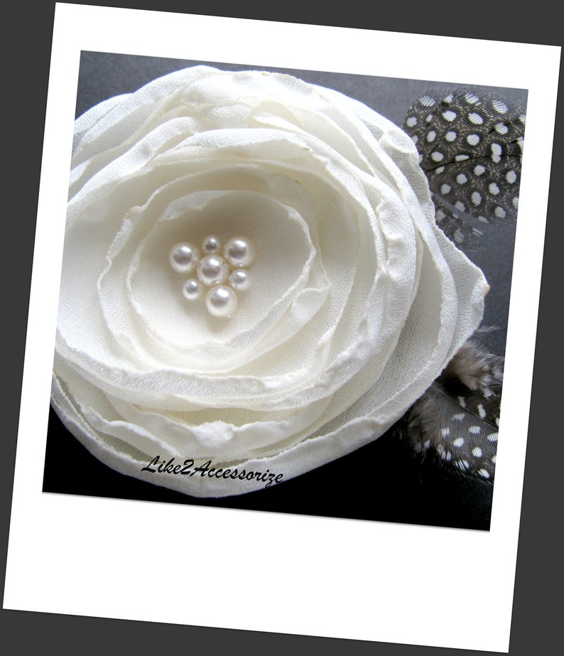 White Ivory Flower Hair Clip Wedding Hair Accessories Bridal - Etsy