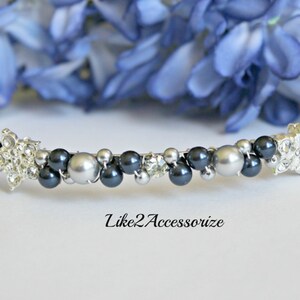 Swarovski Pearl Tiara, Rhinestone, Bridal Tiara, Wedding Headband, Navy ...