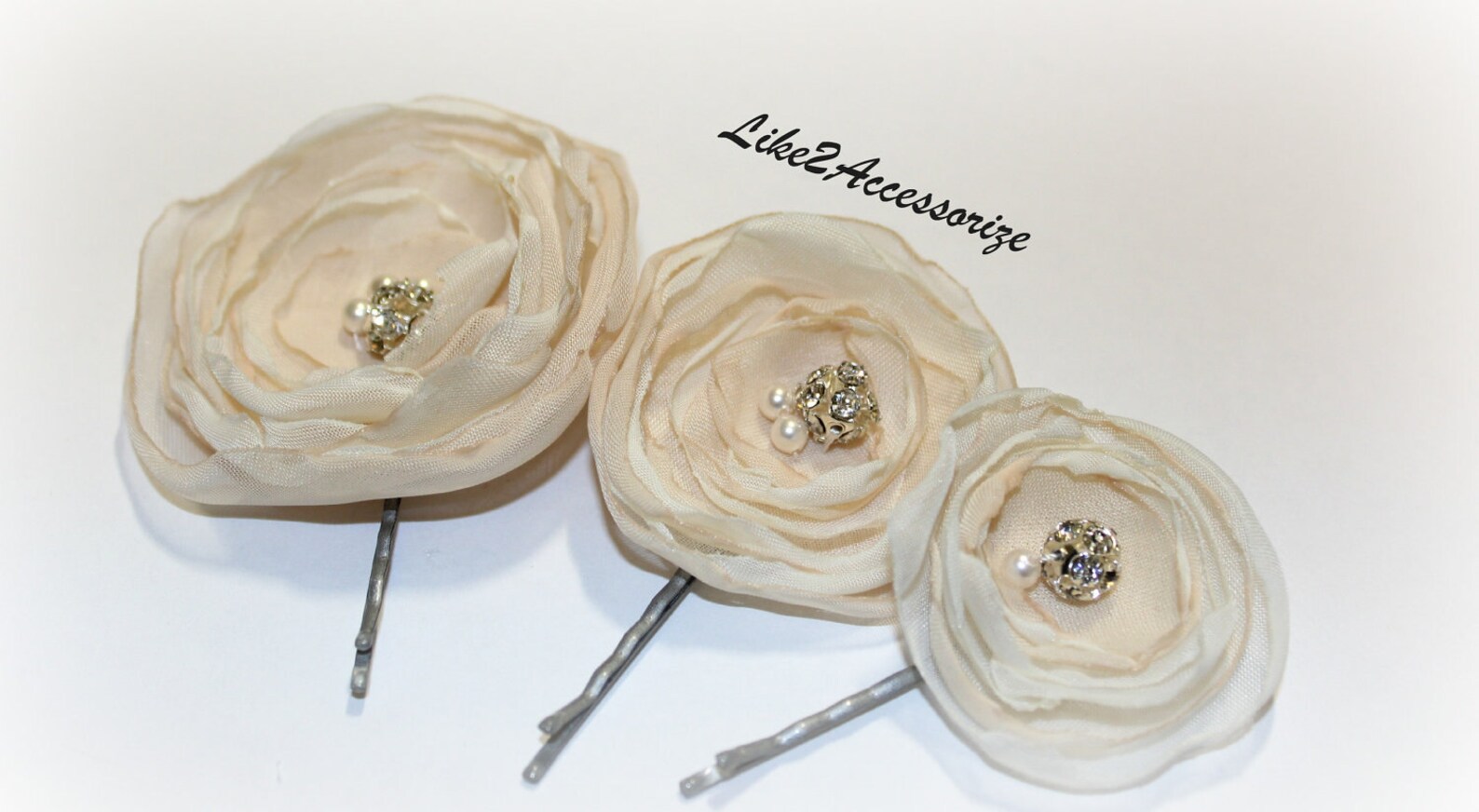 Champagne Ivory Flower Hair Clip Bridal Hair Flower Wedding - Etsy