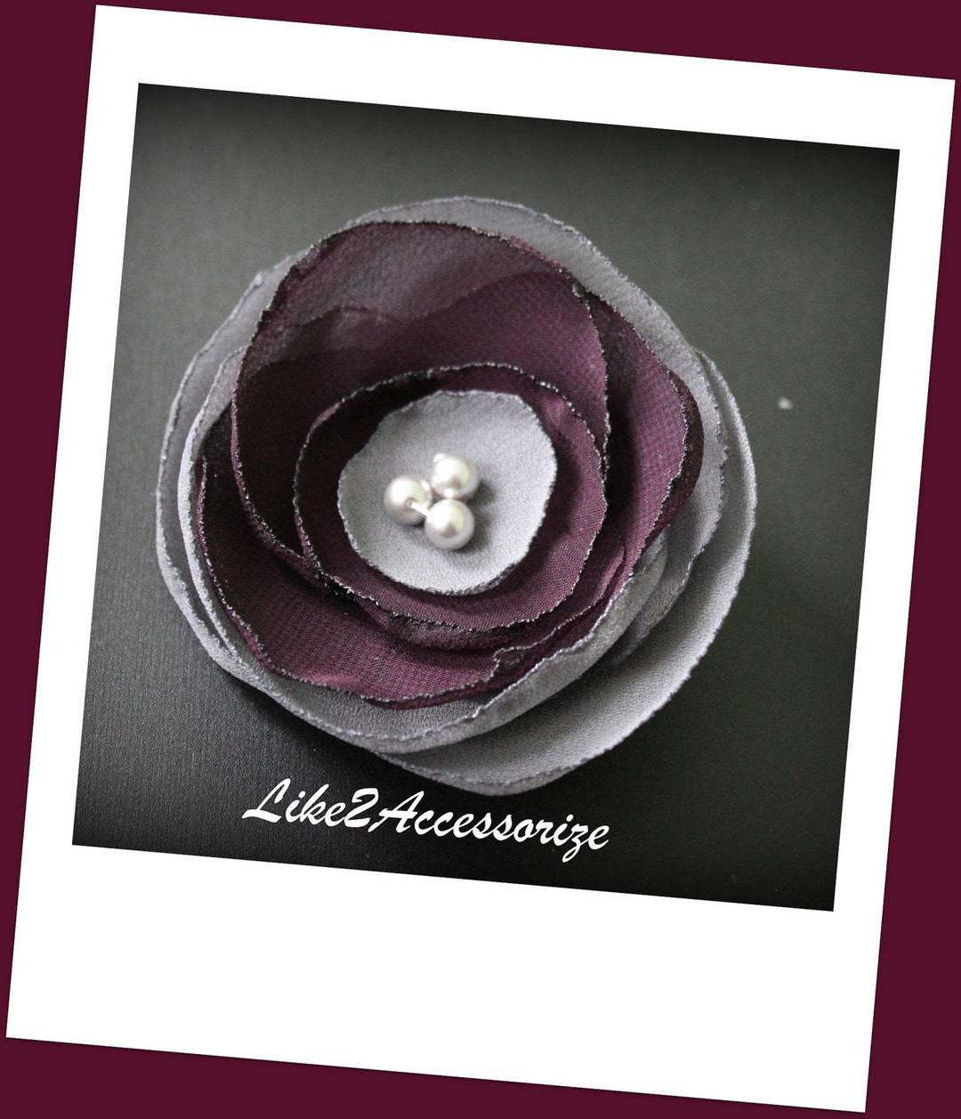 Grey Plum Flower Clip Wedding Accessories Fabric Hair Flower - Etsy