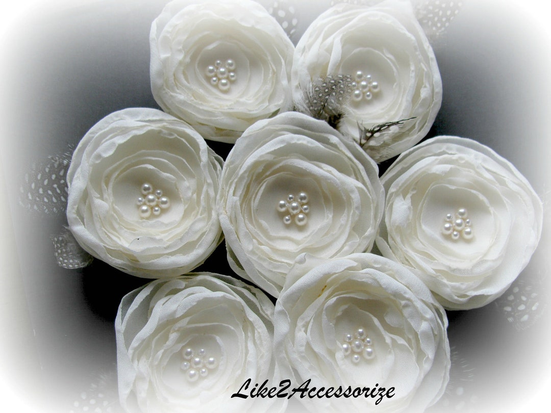 White Ivory Flower Hair Clip Wedding Hair Accessories Bridal Headpiece ...