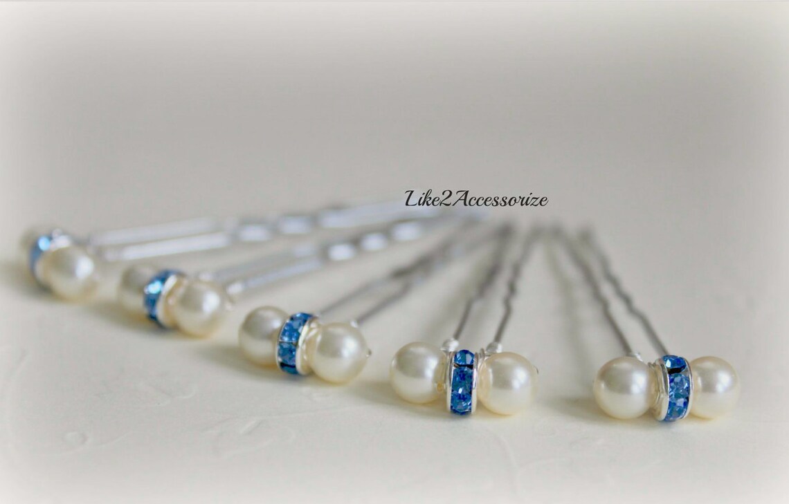 Something Blue Hair Pins Wedding Hair Accessories Wedding Hair - Etsy