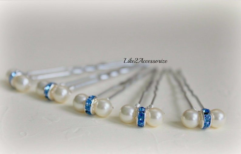 Something Blue Hair Pins Wedding Hair Accessories Wedding Hair - Etsy