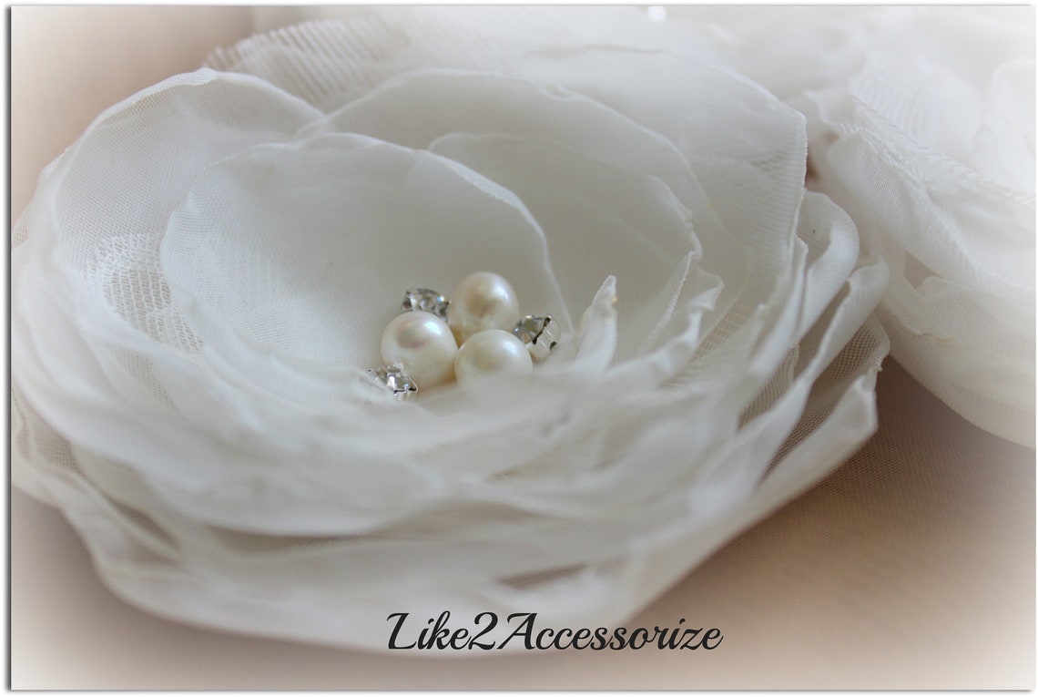 White Ivory Flower Hair Clip Bridal Hair Flower Wedding Hair - Etsy