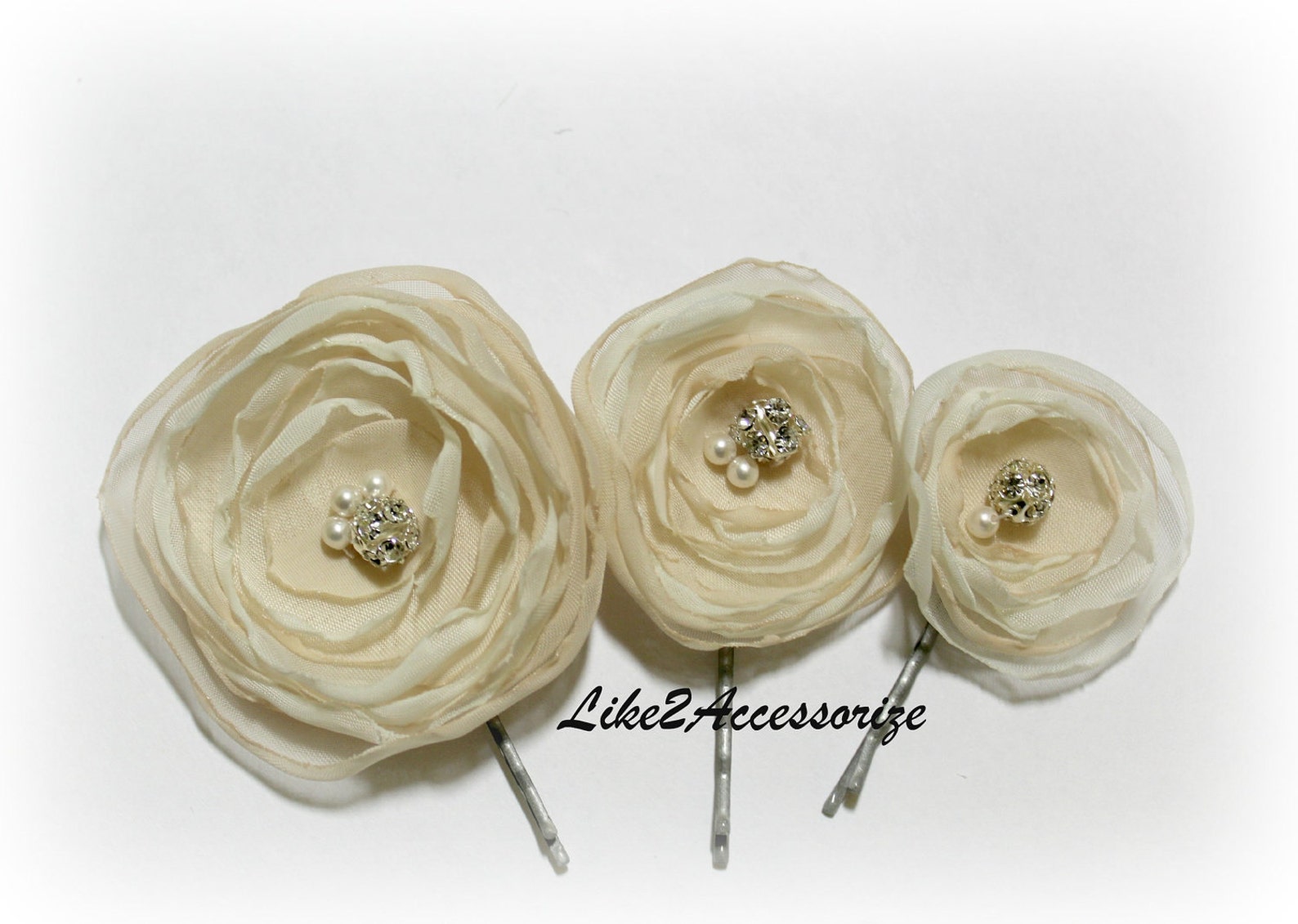 Champagne Ivory Flower Hair Clip Bridal Hair Flower Wedding - Etsy