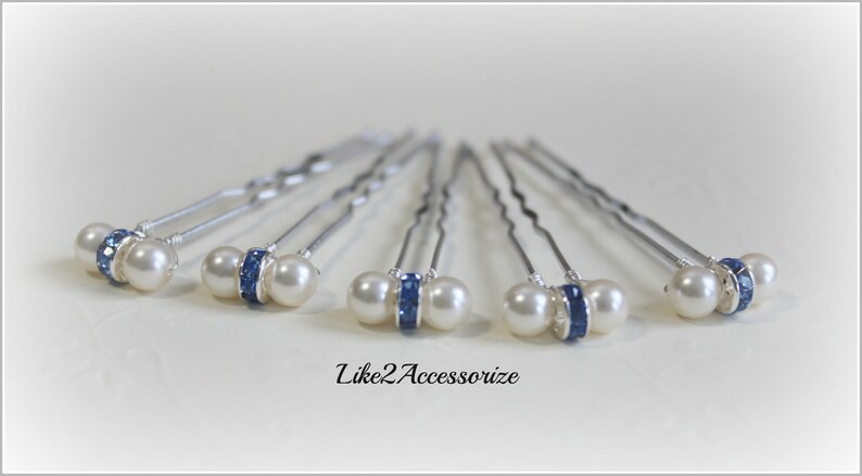 Something Blue Hair Pins Wedding Hair Accessories Wedding Hair - Etsy