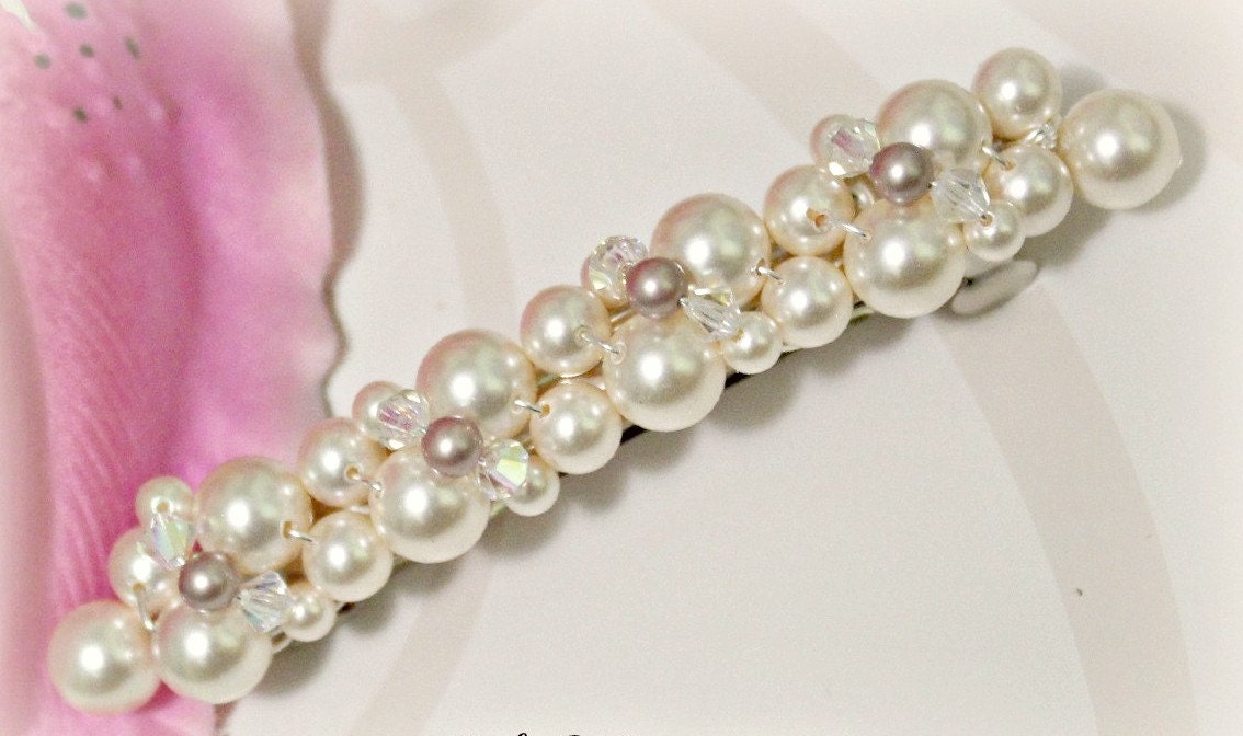 Pearl Bridal Barrette, Wedding Ivory Barrette, Pearl Hair Accessory ...