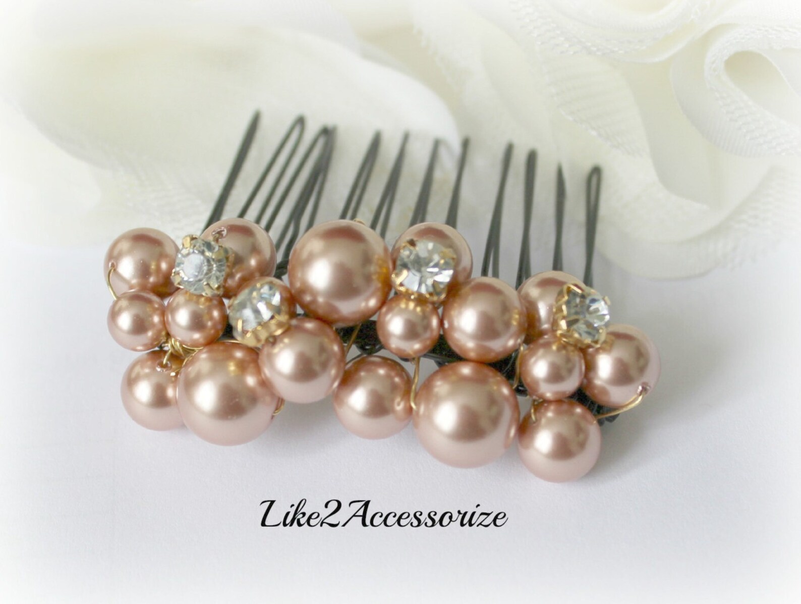 Ivory White Gold Pearl Hair Comb Bridal Headpiece Wedding Hair Etsy