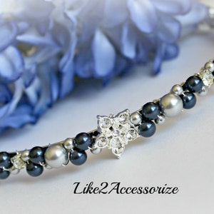 Swarovski Pearl Tiara, Rhinestone, Bridal Tiara, Wedding Headband, Navy ...