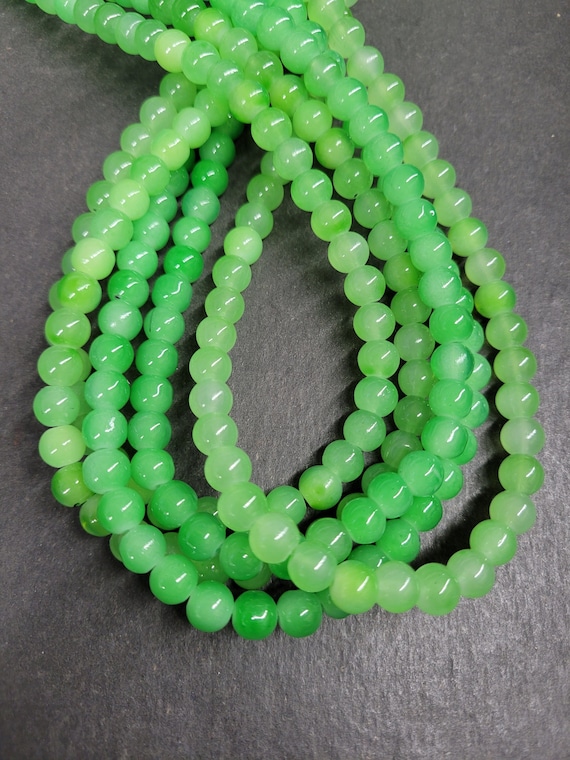Lime Green Dyed Jade Round Beads 8mm Full Strand | Etsy