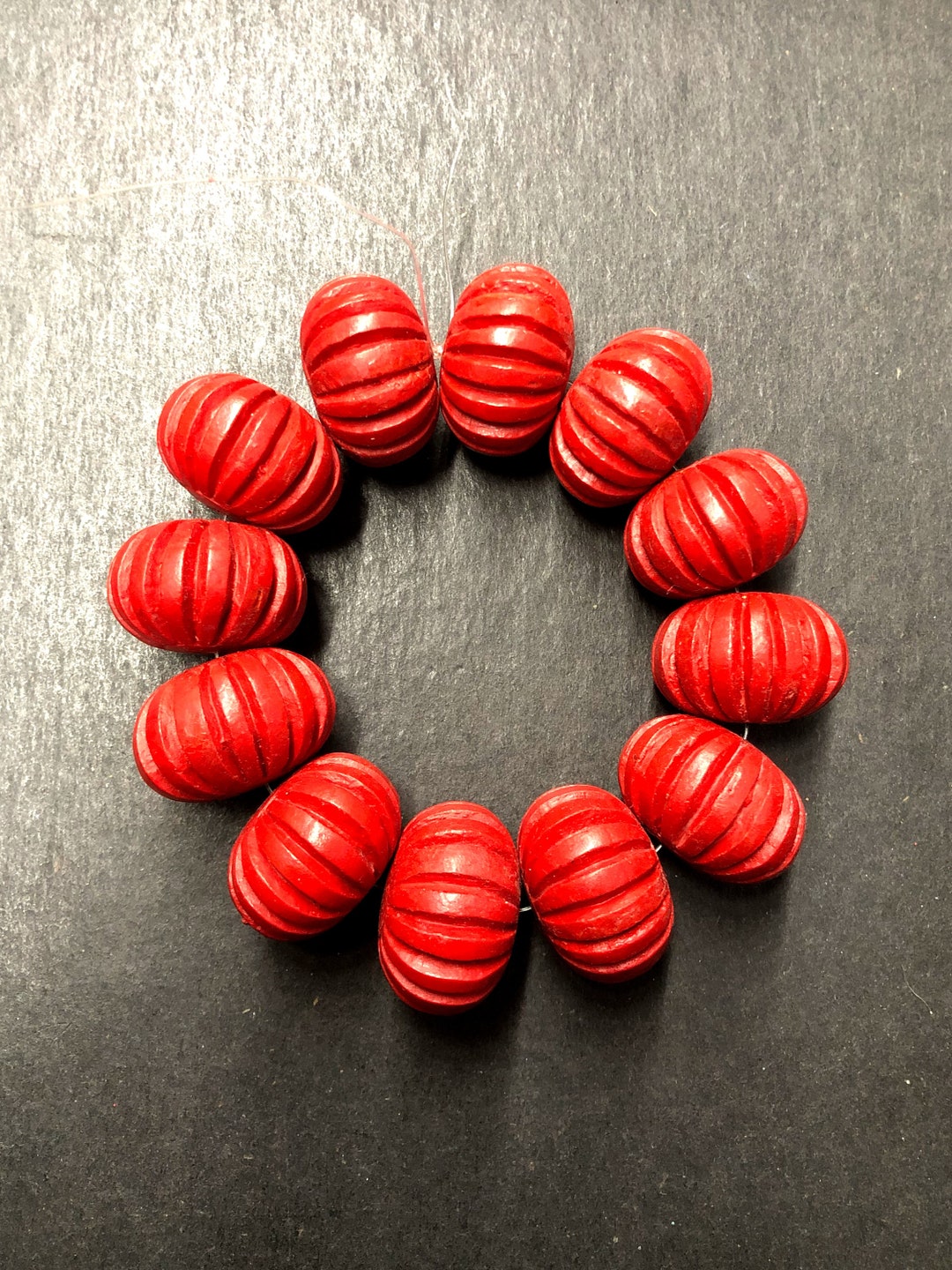 Cinnabar Lacquer Bead Full Strand - Etsy