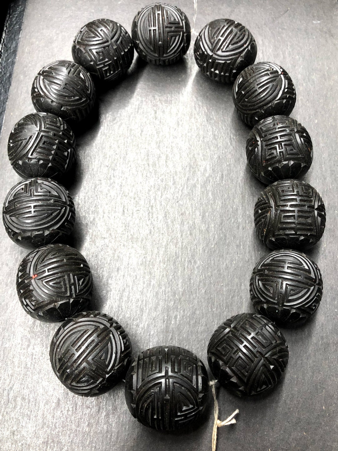 Large "cinnabar" Lacquer Shou Beads - Etsy