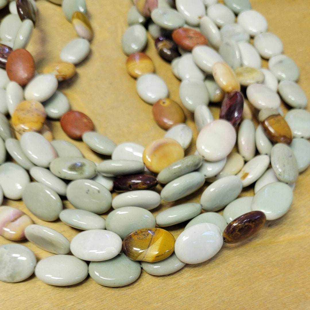 Perla ovalada de jaspe mokaita de aproximadamente 13 mm x 18 mm (15,5 ...