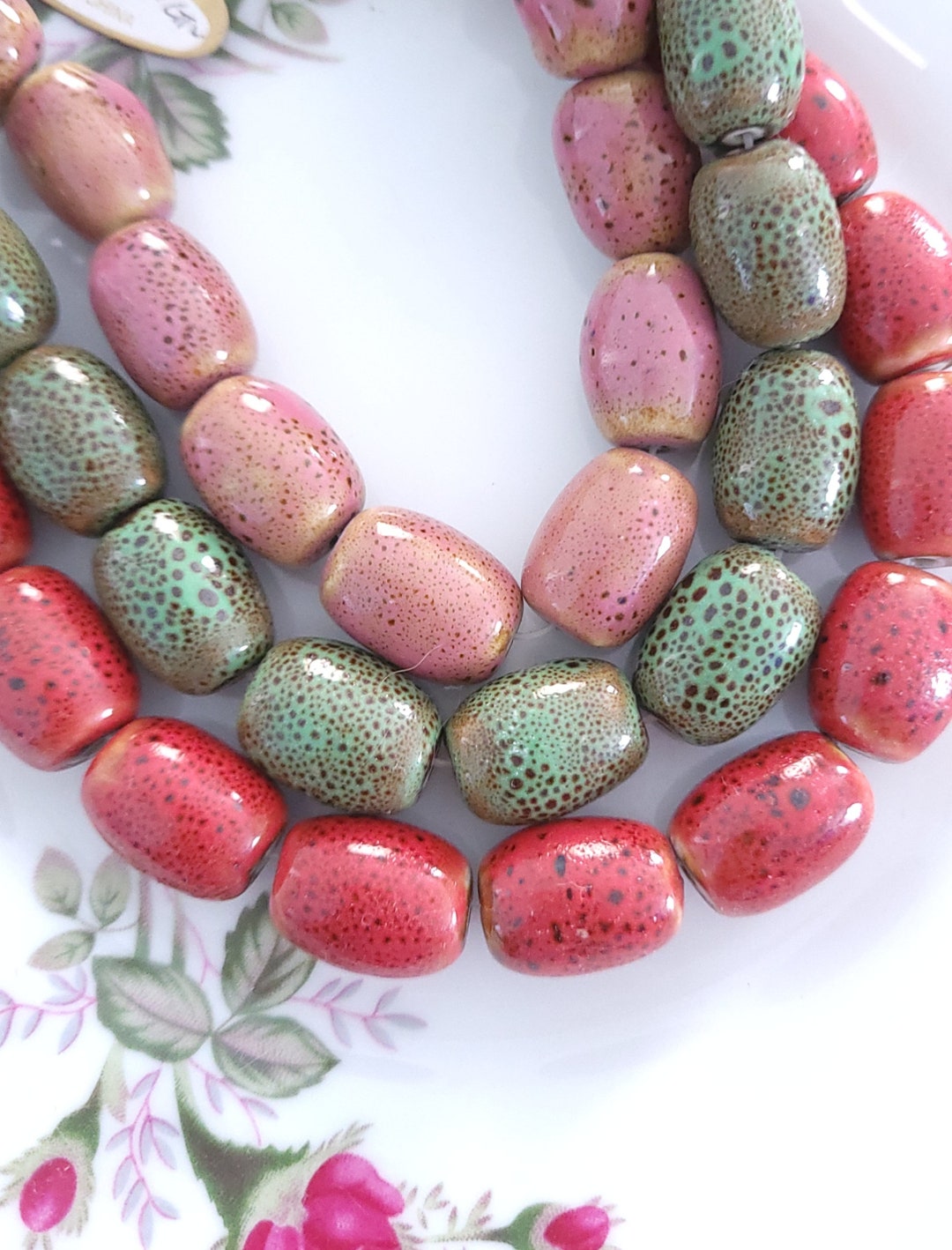 15x20mm Reactive Glazed Porcelain Barrel Beads(10 Beads) - Etsy